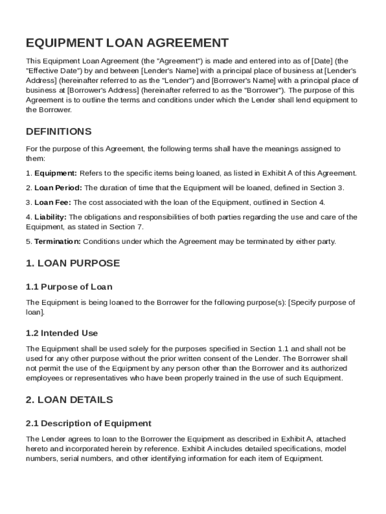 Equipment Loan Agreement Template: Fill out & sign online | DocHub