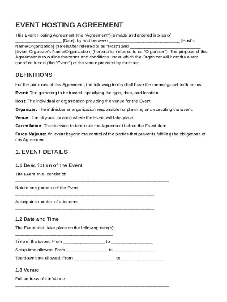 Event Hosting Agreement Template: Fill out & sign online | DocHub