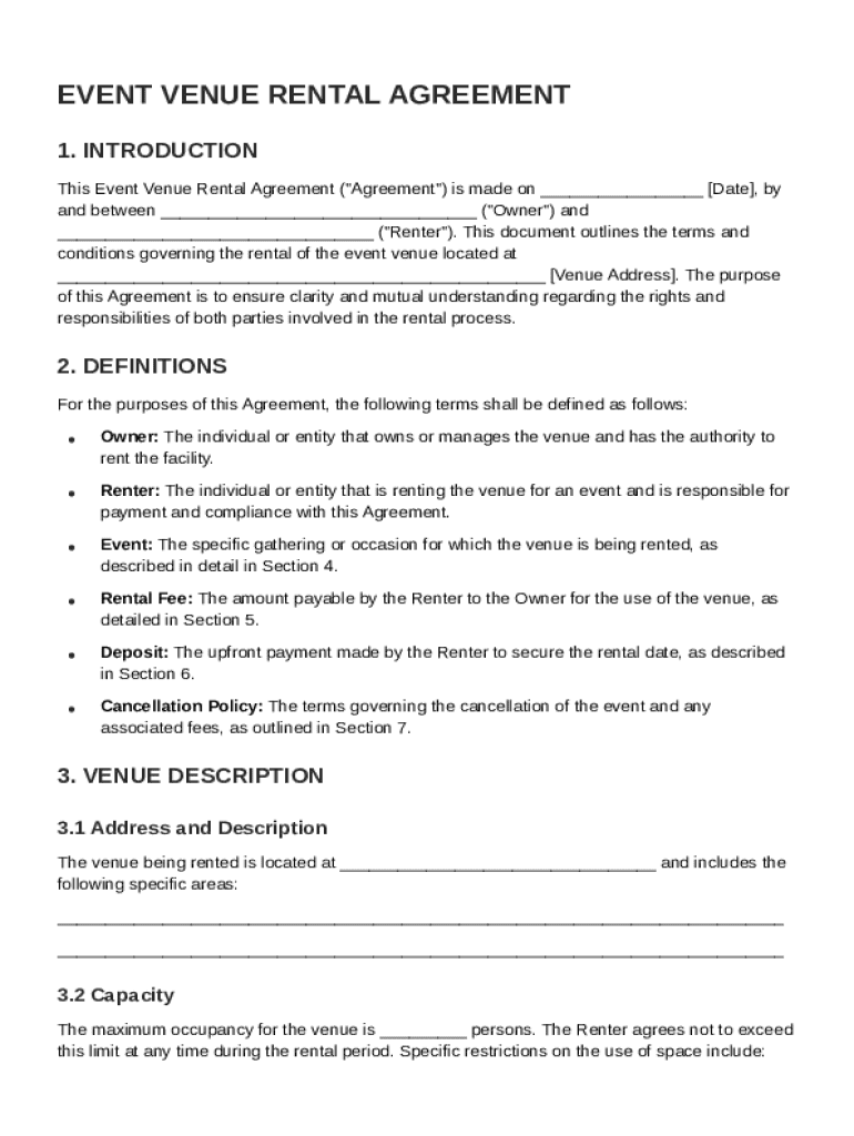 Event Venue Rental Agreement Template: Fill out & sign online | DocHub