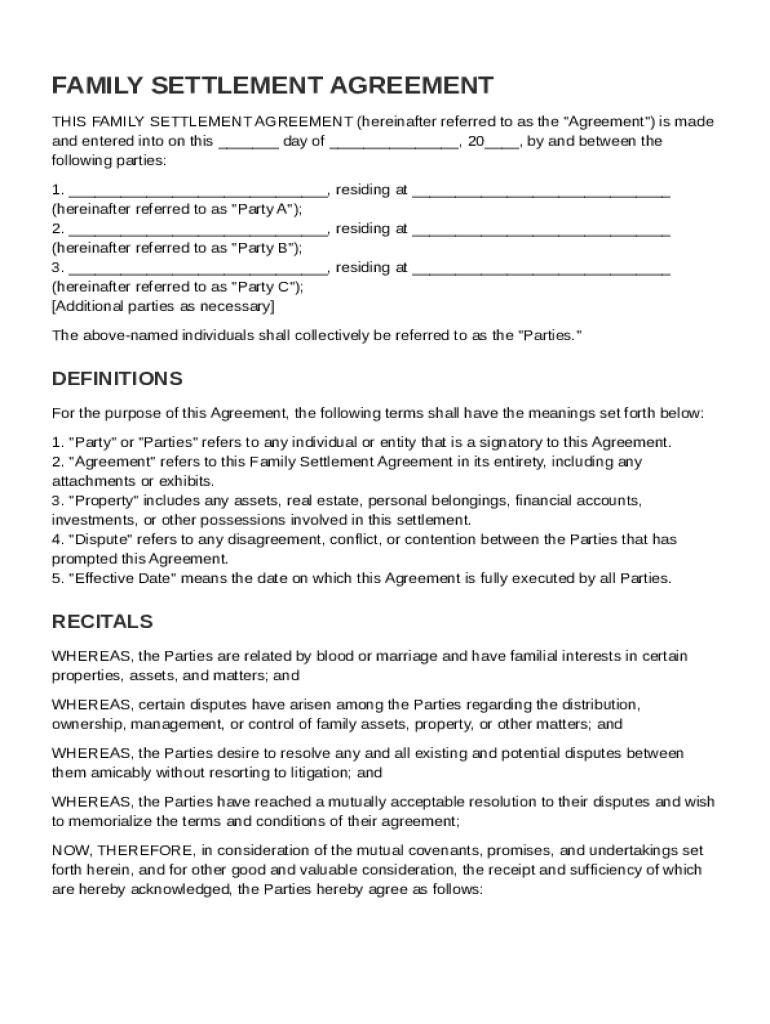Family Settlement Agreement Template: Fill out & sign online | DocHub