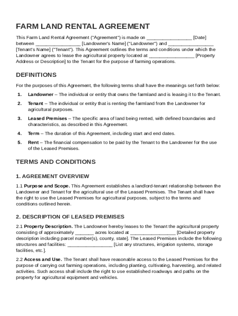 Farm Land Rental Agreement Template: Fill out & sign online | DocHub