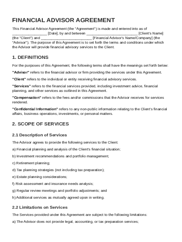 Financial Advisor Agreement Template: Fill out & sign online | DocHub