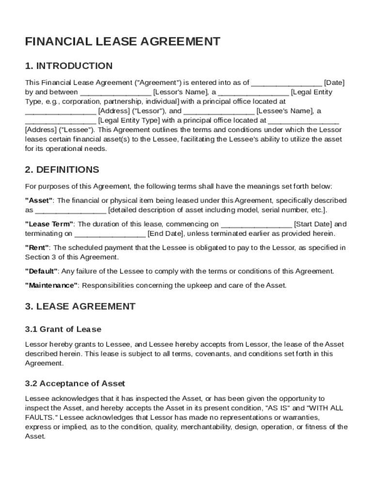 Financial Lease Agreement Template: Fill out & sign online | DocHub