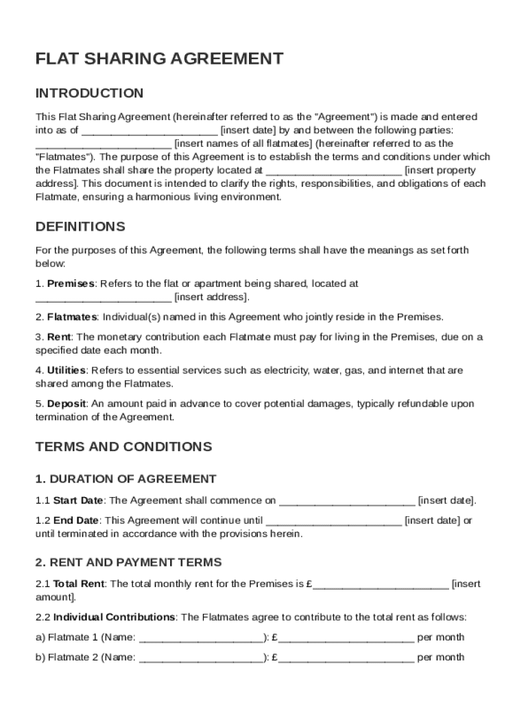 Flat Sharing Agreement Template: Fill out & sign online | DocHub