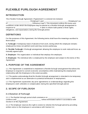 Flexible Furlough Agreement Template Form - Fill Online, Printable ...