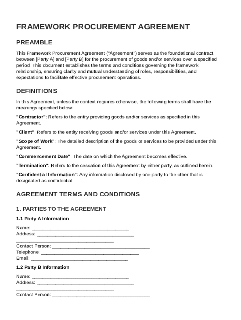 Framework Procurement Agreement Template: Fill out & sign online | DocHub