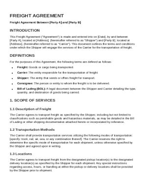 Freight Agreement Template Form - Fill Online, Printable, Fillable ...