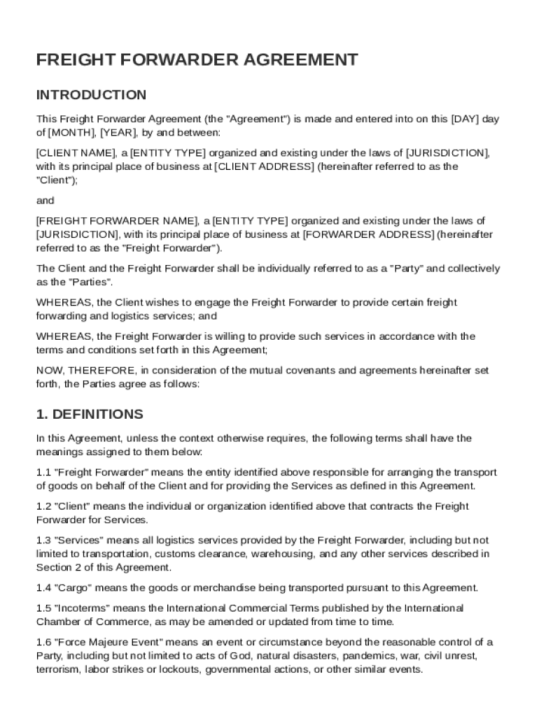 Freight Forwarder Agreement Template: Fill out & sign online | DocHub