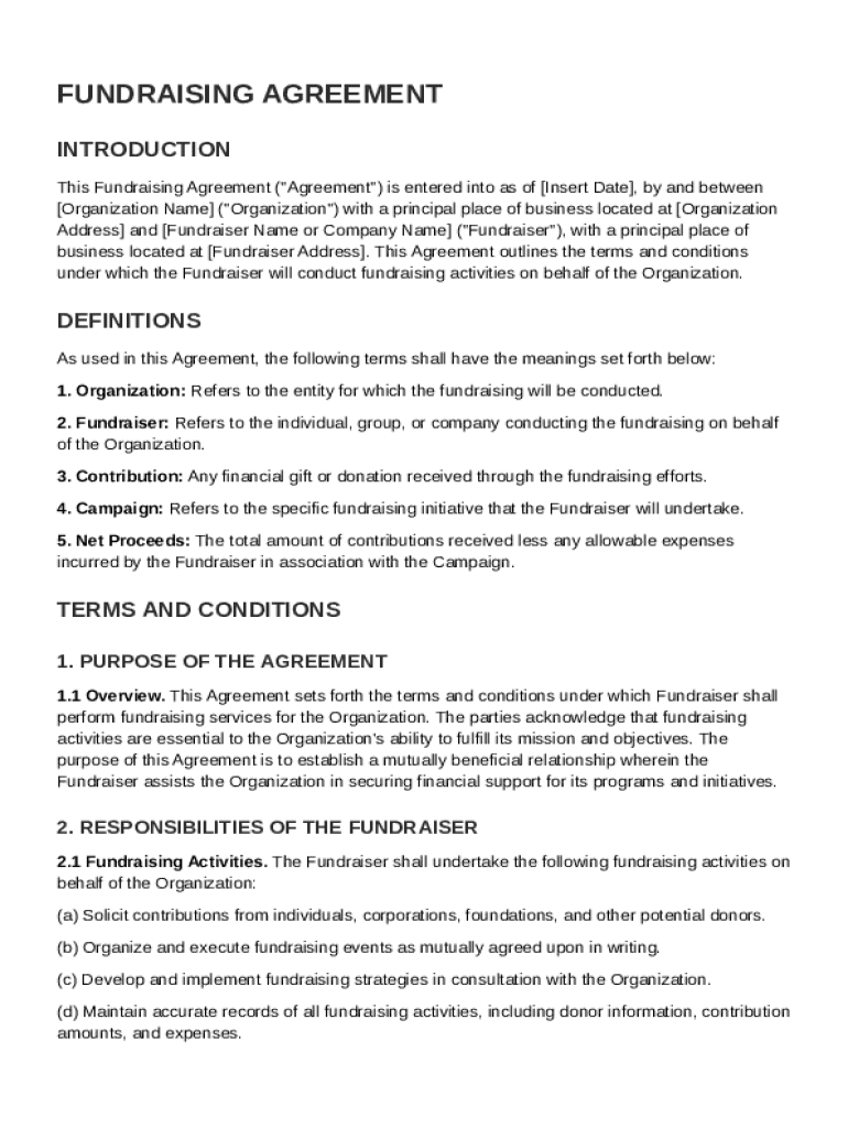 Fillable Online Fundraising Agreement Template Fax Email Print - pdfFiller