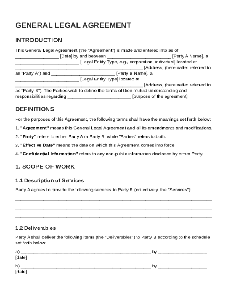 General Legal Agreement Template: Fill out & sign online | DocHub