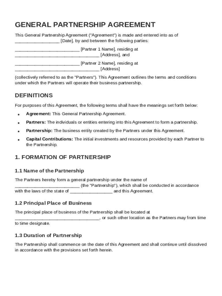 General Partnership Agreement Template: Fill out & sign online | DocHub