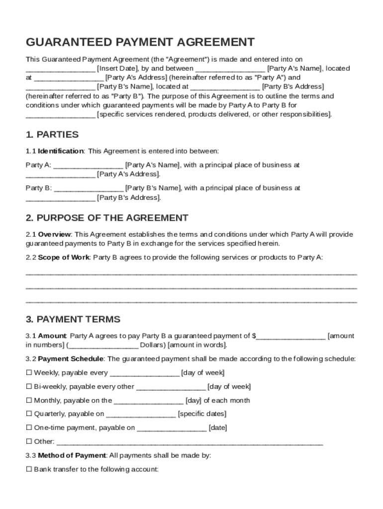 Guaranteed Payment Agreement Template: Fill out & sign online | DocHub