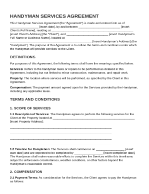 Handyman Agreement Template Form - Fill Online, Printable, Fillable ...