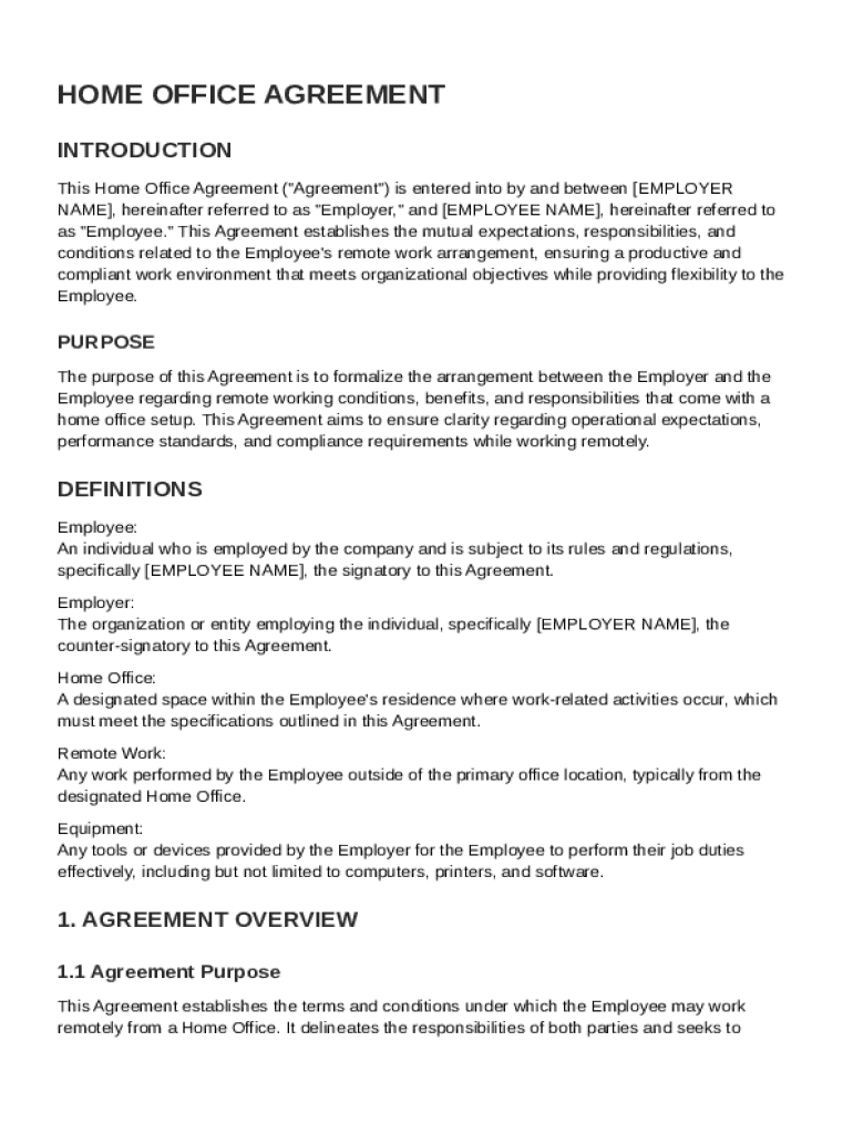 Home Office Agreement Template: Fill out & sign online | DocHub