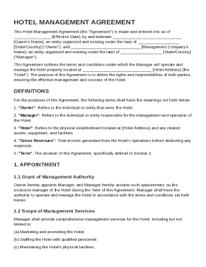 Hotel Management Agreement Template - Fill and Sign Printable Template ...