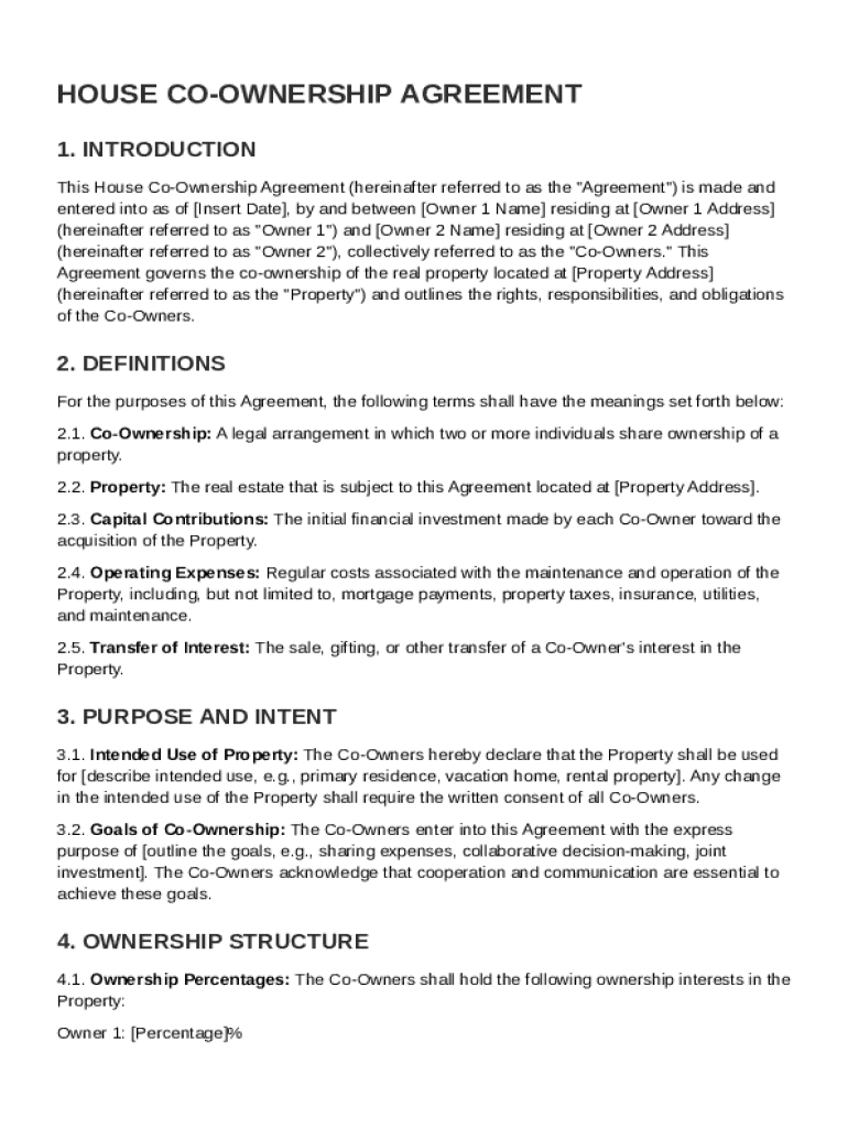 House Co Ownership Agreement Template: Fill out & sign online | DocHub