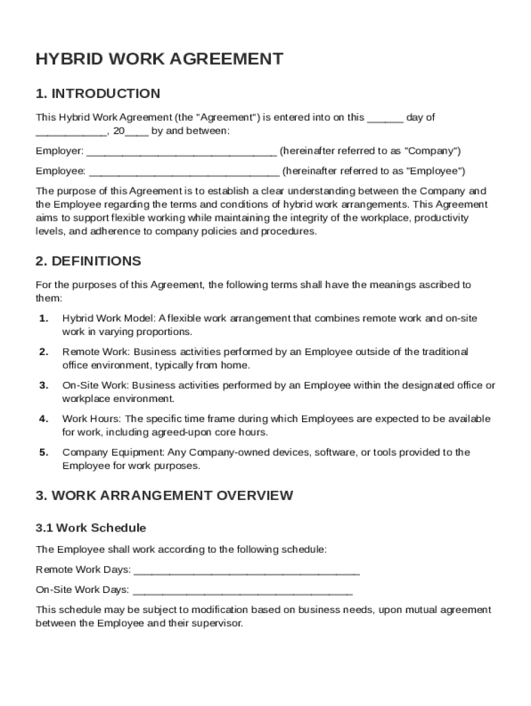 Hybrid Work Agreement Template: Fill out & sign online | DocHub