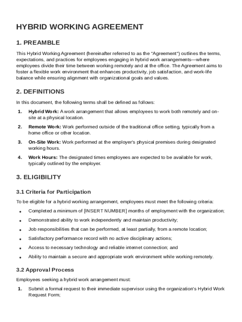 Hybrid Working Agreement Template: Fill out & sign online | DocHub