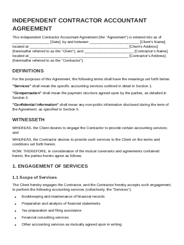 Independent Contractor Accountant Agreement Template: Fill out & sign ...