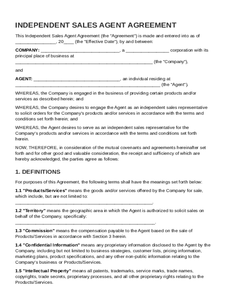 Independent Sale Agent Agreement Template: Fill out & sign online | DocHub
