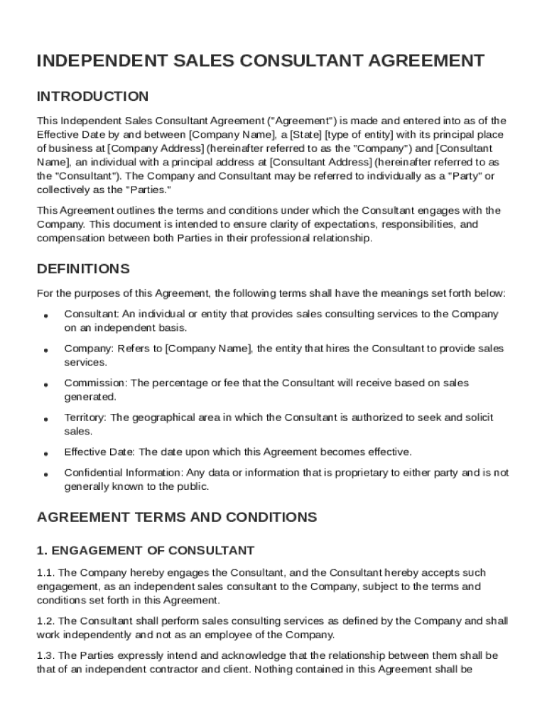 Independent Sale Consultant Agreement Template: Fill out & sign online ...