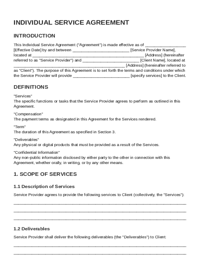 Individual Service Agreement Template: Fill out & sign online | DocHub