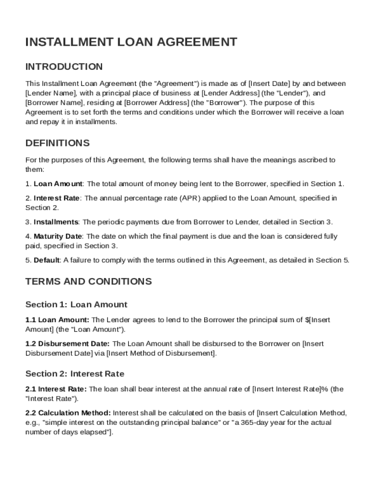 Installment Loan Agreement Template: Fill out & sign online | DocHub