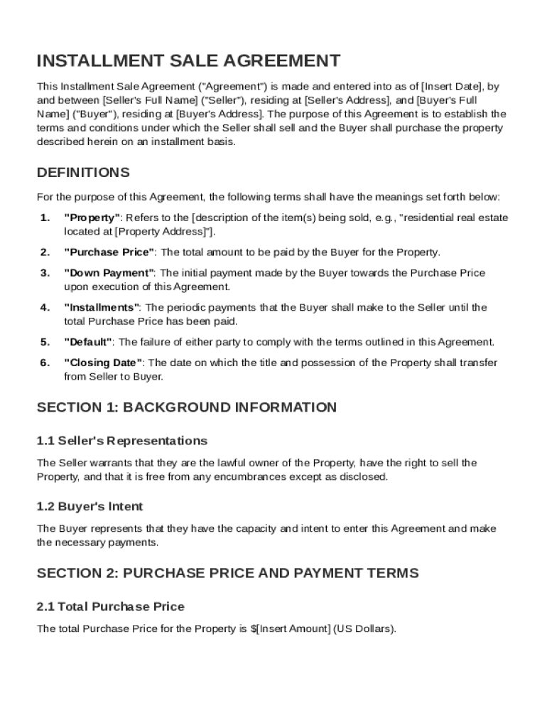Installment Sale Agreement Template: Fill out & sign online | DocHub