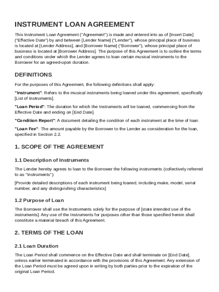 Instrument Loan Agreement Template: Fill out & sign online | DocHub