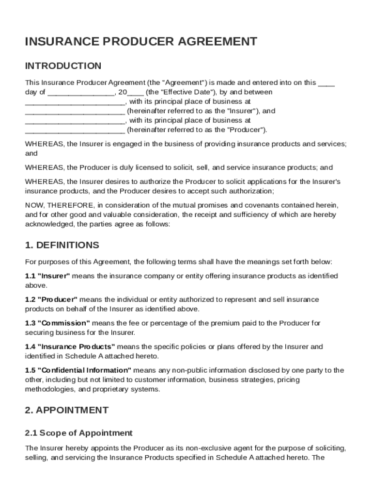 Insurance Producer Agreement Template: Fill out & sign online | DocHub