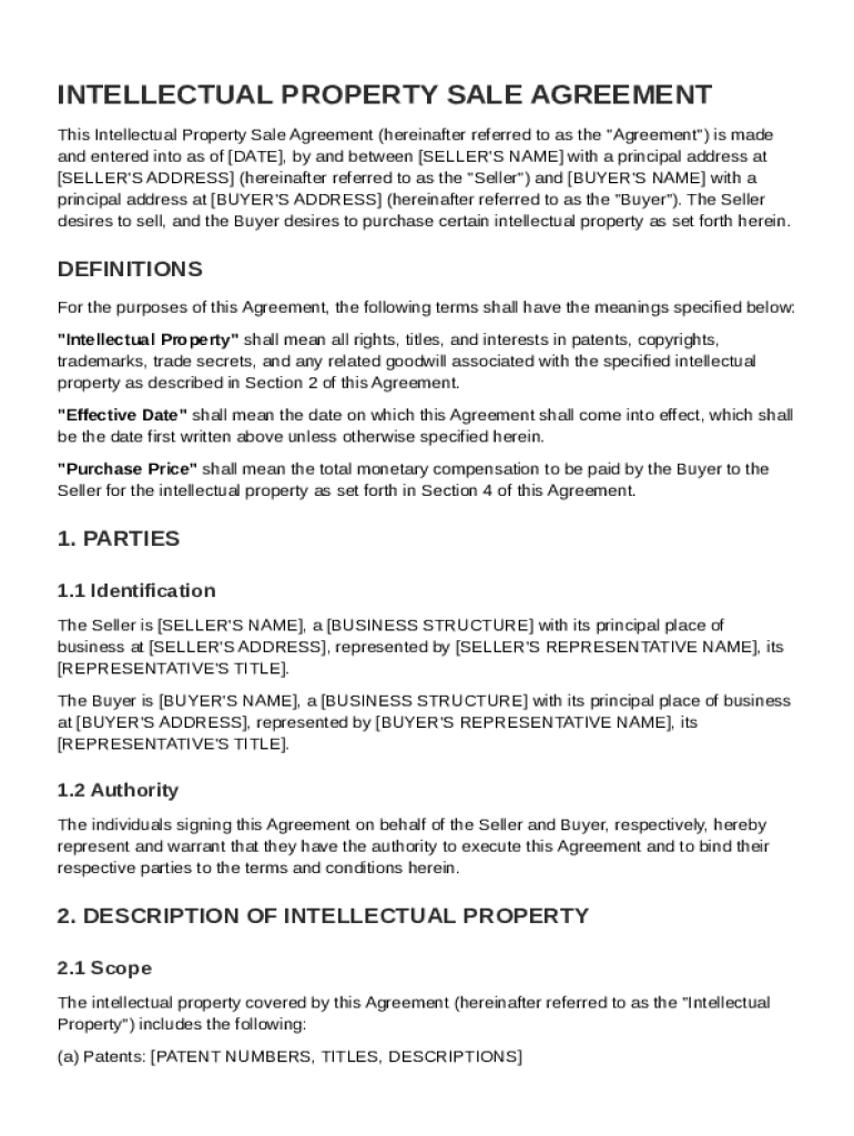 Intellectual Property Sale Agreement Template: Fill out & sign online ...