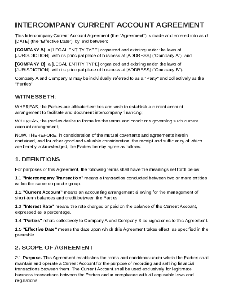 Intercompany Current Account Agreement Template: Fill out & sign online | DocHub