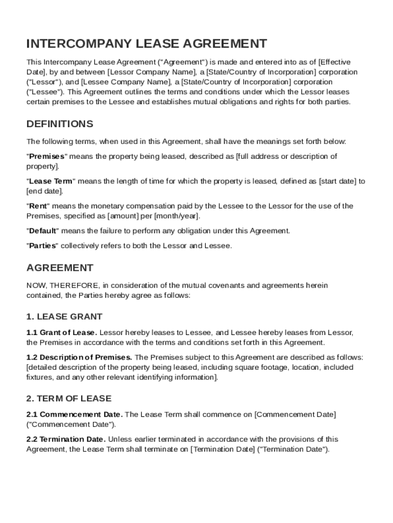 Intercompany Lease Agreement Template: Fill out & sign online | DocHub