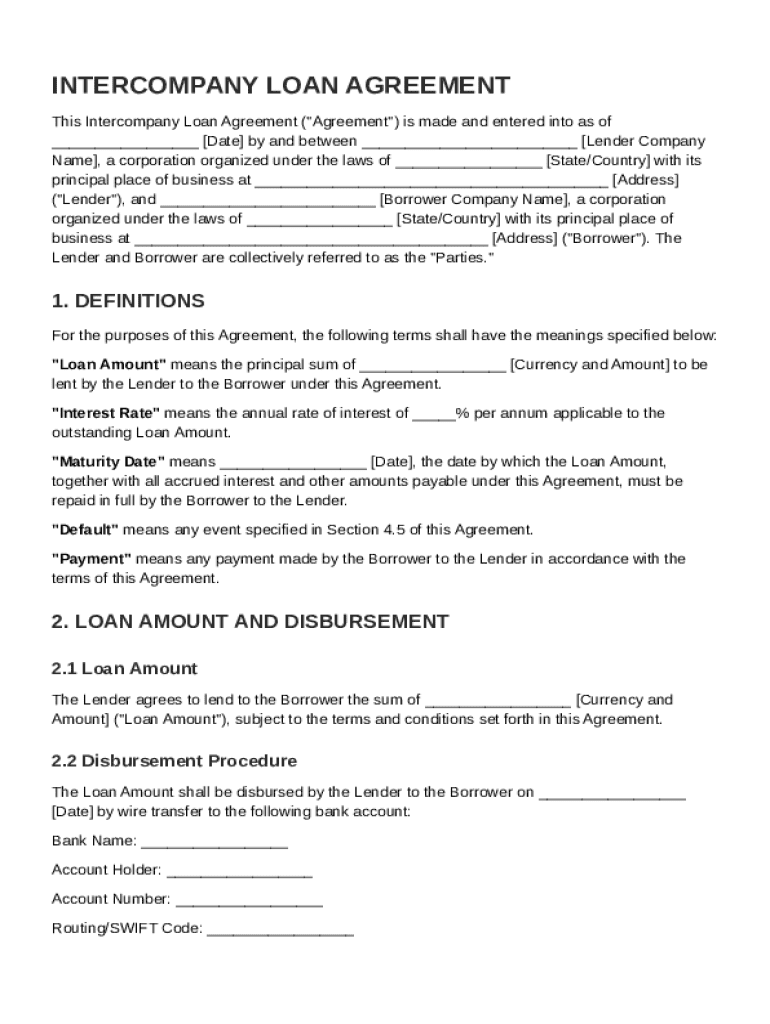 Intercompany Loan Agreement Template: Fill out & sign online | DocHub
