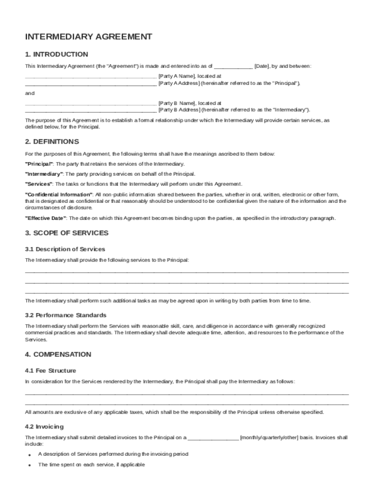 Intermediary Agreement Template: Fill out & sign online | DocHub