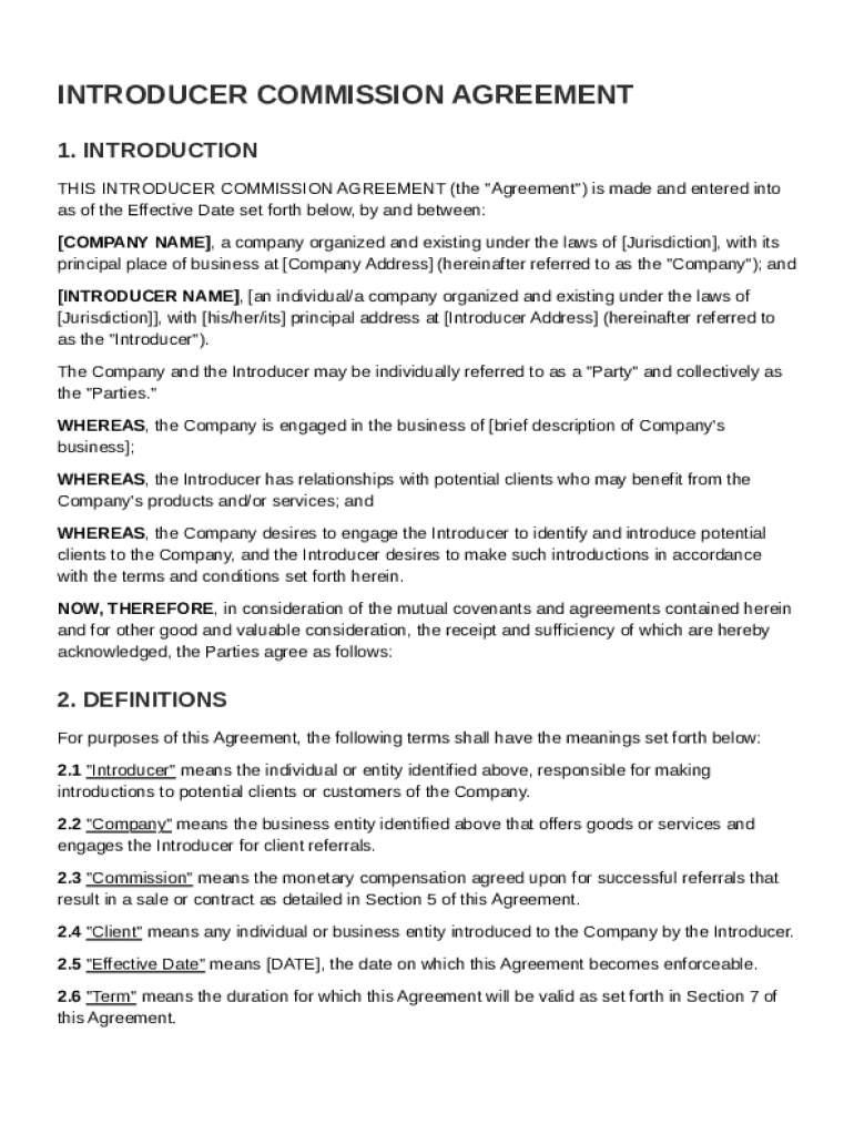Introducer Commission Agreement Template: Fill out & sign online | DocHub