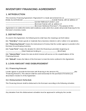 Inventory Financing Agreement Template Form - Fill Online, Printable ...