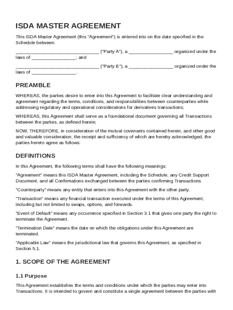 Isda Master Agreement Template Form - Fill Online, Printable, Fillable ...
