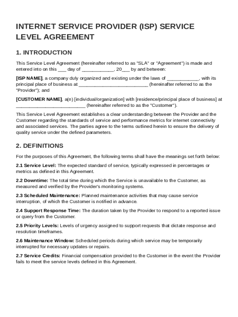 Isp Service Level Agreement Template: Fill out & sign online | DocHub