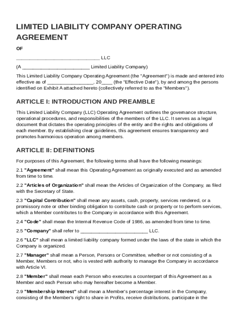 LLC Partnership Operating Agreement Template: Fill out & sign online ...