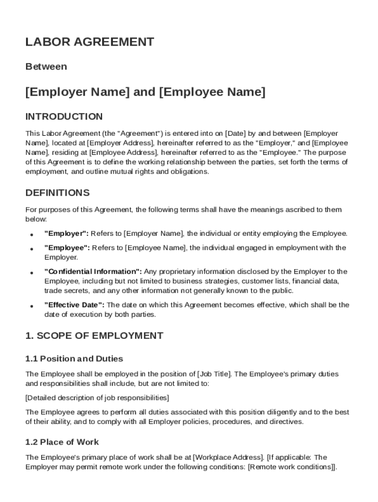 Labor Agreement Template: Fill out & sign online | DocHub