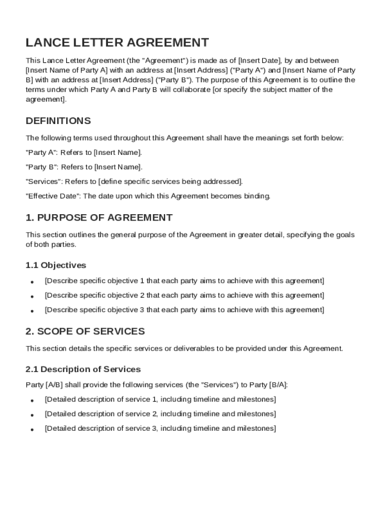 Lance Letter Agreement Template: Fill out & sign online | DocHub