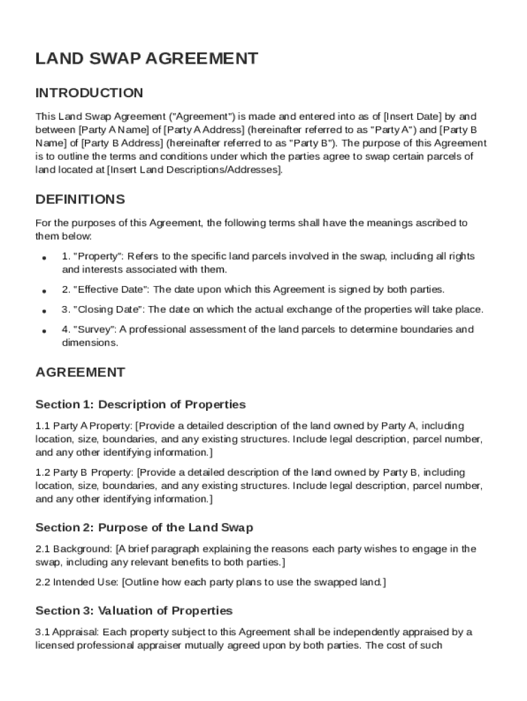 Land Swap Agreement Template: Fill out & sign online | DocHub