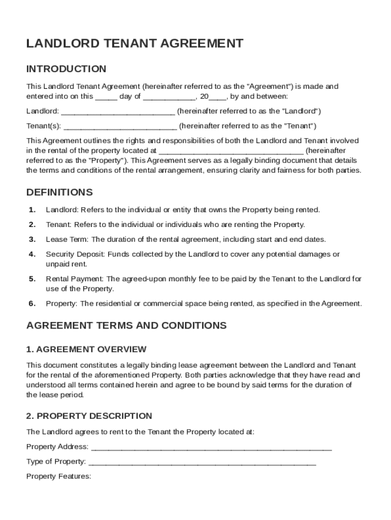 Landlord Tenant Agreement Template: Fill out & sign online | DocHub