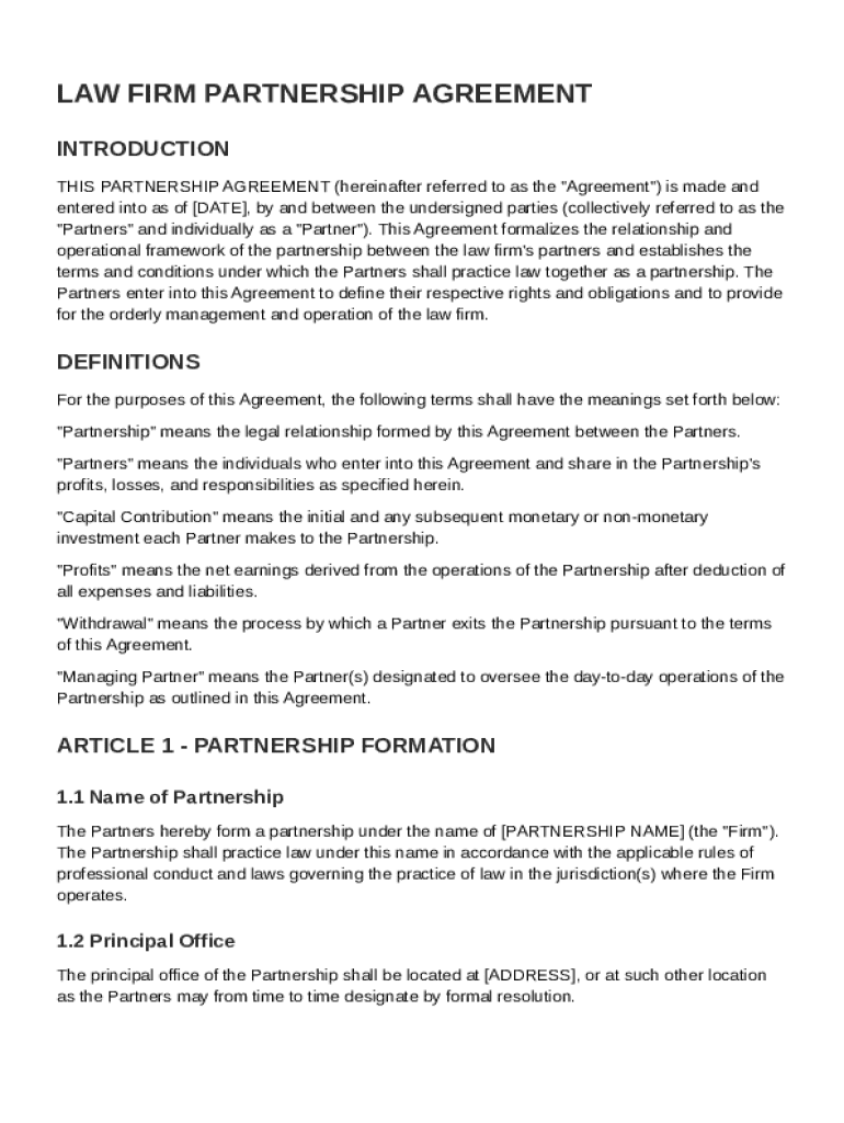Law Firm Partnership Agreement Template Form - Fill Online, Printable ...