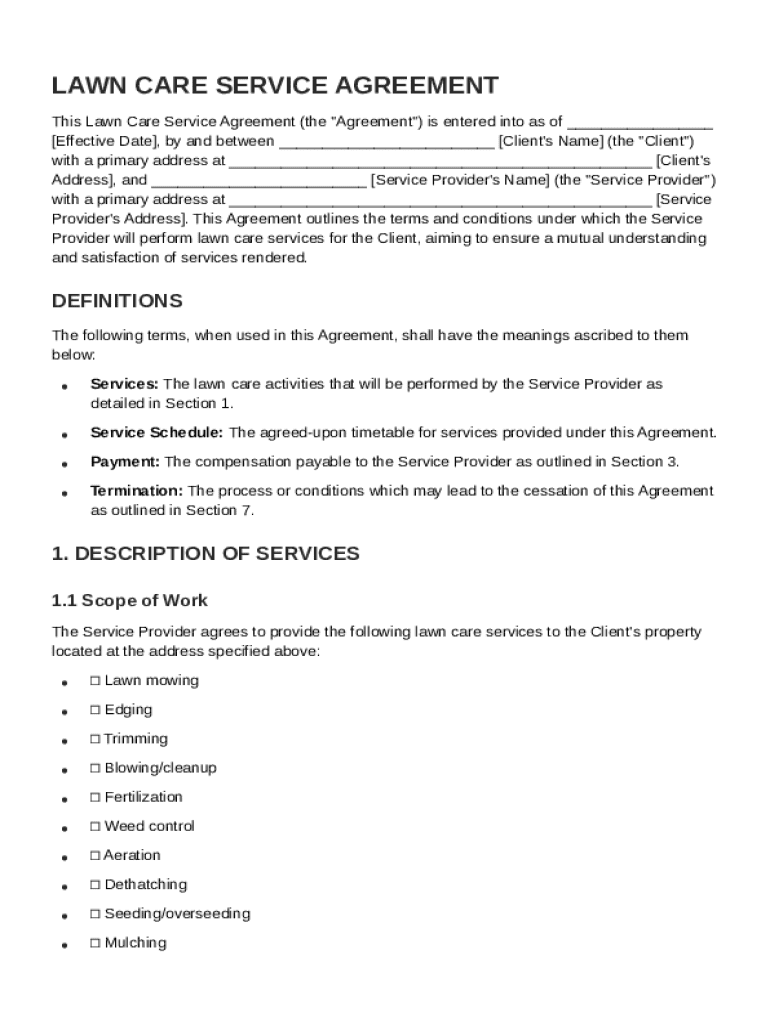 Lawn Care Agreement Template: Fill out & sign online | DocHub