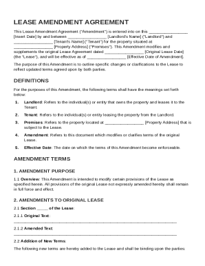 Fillable Online Lease Amendment Agreement Template Fax Email Print - pdfFiller