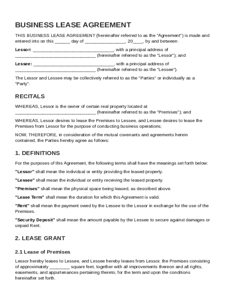 Lease Business Agreement Template: Fill out & sign online | DocHub
