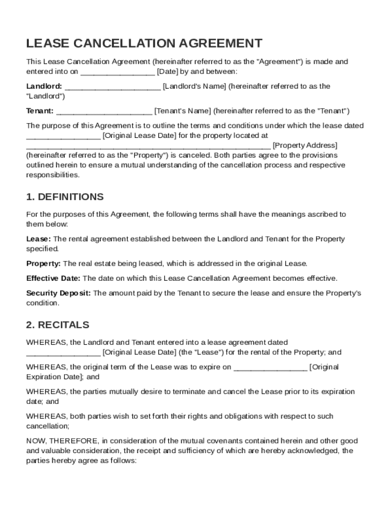 Lease Cancellation Agreement Template: Fill out & sign online | DocHub