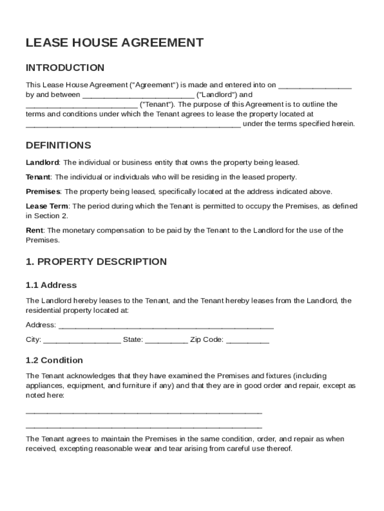 Lease House Agreement Template: Fill out & sign online | DocHub
